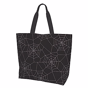 Cafl Spider Web Shoulder Bag Halloween Vector Large Reusable Eco-friendly Shopping Bags Portable Storage Handbag Convenient