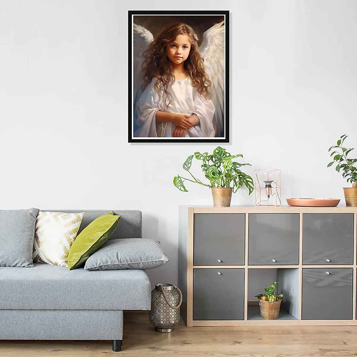 Pavemlo 5D Diamond Art Kits for Adults White Dress Girl, Full Drill Diamond Art Angel Pictures Paint with Diamonds, DIY Cross Stitch Jewel Art Rhinestone Craft for Home Wall Decor 12X16 Inch