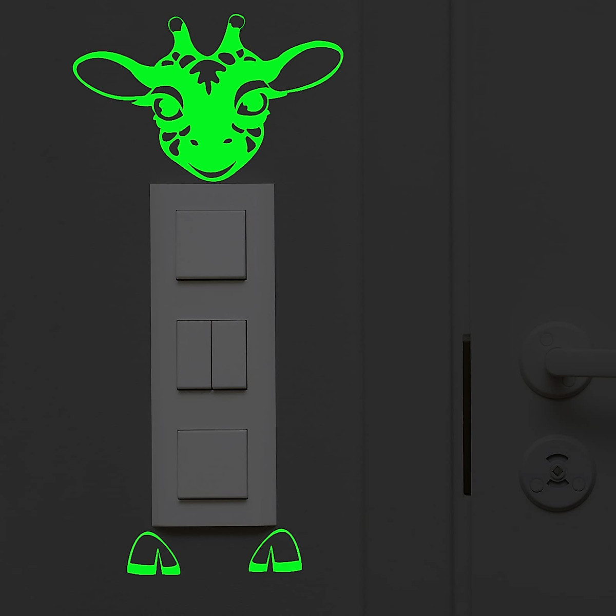 Amosfun 10pcs Luminous Light Switch Decals Glow in The Dark Cartoon Animal Wall Switch Sticker Light Switch Decor Wall Art Mural Paster for Nursery Decor Green Random Style