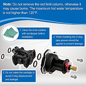 GP876851 Mixer Cap and Pressure-Balancing Unit Kit,Compatible with Kohler Shower Valves K-304 and K-11748 Platforms Include GP800820 and GP77759,Black