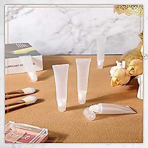 Nuanchu 200 Pcs 13ml Refillable Empty Lip Gloss Tubes Clear Cosmetic Containers Soft Tube for Travel Toiletries Cosmetic Makeup