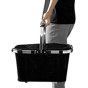 GIVDDAE Picnic Basket Shopping Bags Lunch Bag for Women/Men School Picnic Beach Insulated Bag for Hot Food Delivery Bag Collapsible Picnic and Food Delivery Tote 30L (Black)