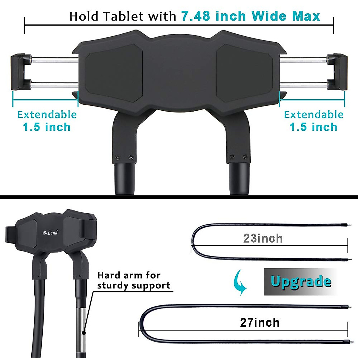 B-Land Upgrade Gooseneck Tablet Holder, Tablet Stand for Bed, Universal Tablet Mount Holder with Remote, Lazy Neck Phone Holder Compatible with iPad Mini Pro Air, iPhone Series, Samsung Tabs & More