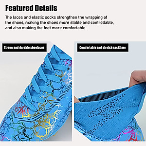 Juzecx Men Cleats Women Football Boots FG/AG Soccer Shoes High-Top Firm Ground Turf Athletic Lightweight Breathable Professional Shoes Blue 11 Women/10 Men