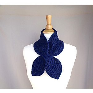 Ascot Bow Scarf, Hand Knit Merino Wool, Pull Through Keyhole Scarf, MULTIPLE COLOR CHOICES, Cowl Neck Warmer