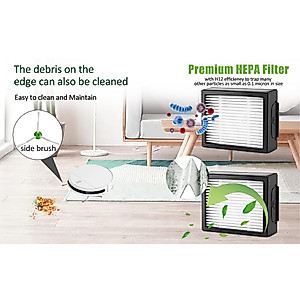 DLD 1 Set of Multi-Surface Rubber Brushes +3 HEPA Filters +4 Edge-Sweeping Brushes Replacement Parts for iRobot Roomba i7 i7+/i7 Plus E5 E6 Vacuum Cleaner Set