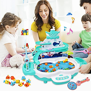 Eapura Fish Game| 3in1 Fishing Game Toys for Kids,34 PCS Fish Games Toys for Kids,Story-Toddler Preschool Learning Toys STEM Toys