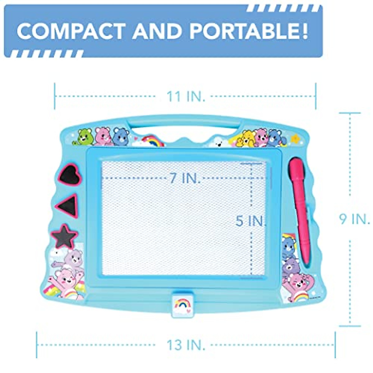 Care Bears Magnetic Drawing Board with Stylus and 3 Stamps, for Boys or Girls (Baby Blue)…