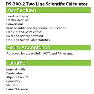 Datexx DS-7002 Two Line Scientific Calculator, 200 functions for Scientific and Algebraic Calculation