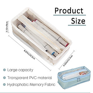 Clear Pencil Pouch, Transparent Pencil Case Organizer, Clear Pencil Case with Zipper for Pencil Storage (Beige)