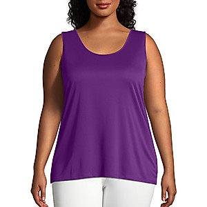 JUST MY SIZE womens Cooldri Performance Scoopneck Tank Top Shirt, Plum Dream, 16 US