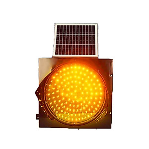 FQMYLTYN 12inch LED Solar Traffic Light, Yellow Flashing Light, IP65 Waterproof PC Housing Industrial LED Traffic Stop Light with Solar Panel, for Roads, Toll Booths (Size : 400mm)