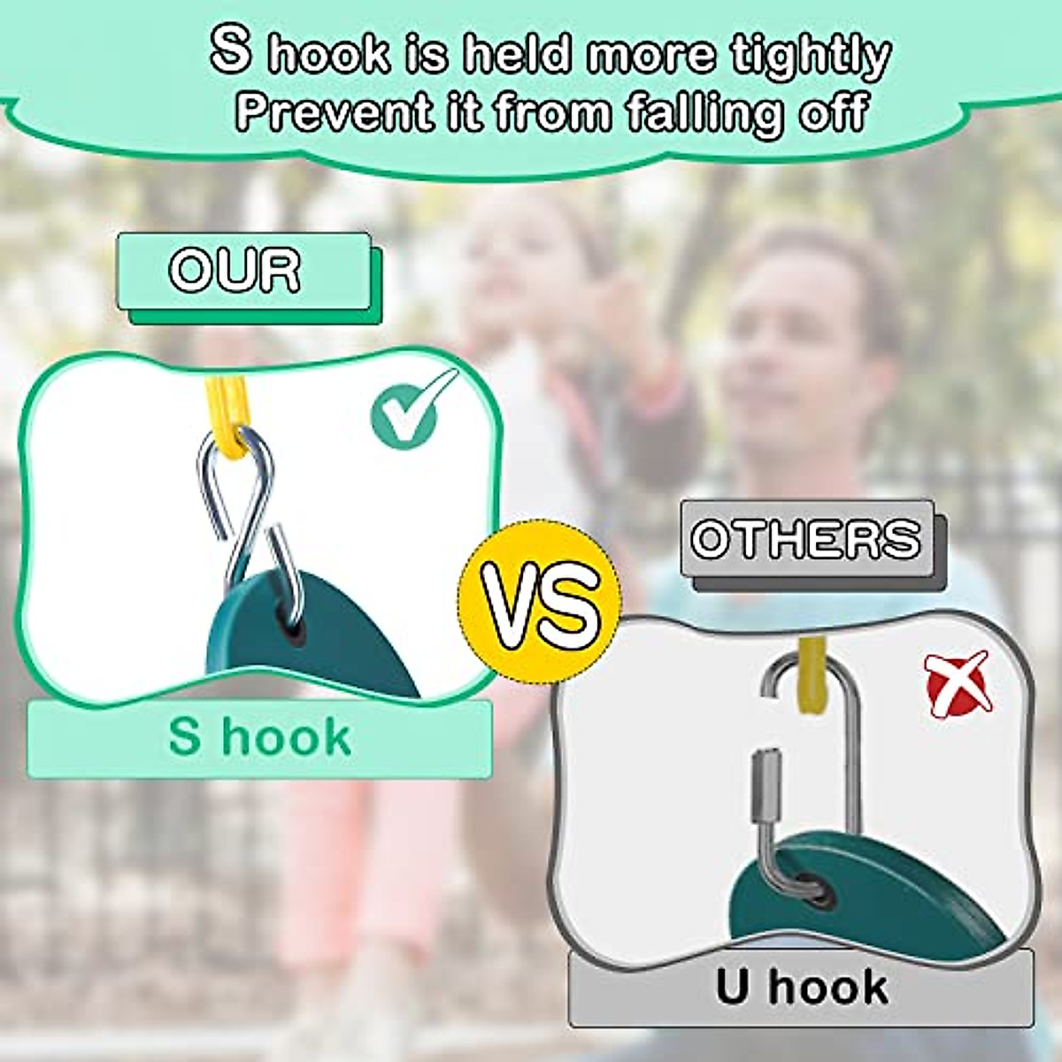 Highpro Swings Seats Heavy Duty with 65 Inches Chain Plastic Coated and 2 Hooks, Playground Swing Set Accessories Replacement, Support 250lb (Green)