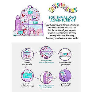 Squishmallows School Bag 4 Piece Set | Kids Backpack And Lunch Bag Set With Pencil Case And Water Bottle | Children's Backpacks | Official Merchandise