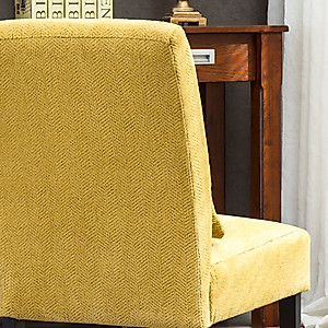 Roundhill Furniture Yellow Pisano Chenille Fabric Armless Contemporary Accent Chair with Matching Kidney Pillow