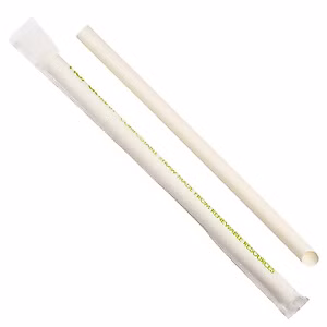 Karat Earth 9" Colossal Paper Straw Wrapped Diagonal Cut - White (Case of 1600)