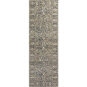 Loloi Chris Loves Julia Rosemarie 7'-10" x 10' Area Rug in Sand/Lagoon - Classic No-Shed Area Rug, Soft Living Room Rug, Antique Inspired Modern Rug for Living Area, Bedroom, Dining Room