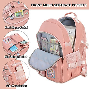 Hey Yoo Cute School Backpack for Girls Backpack for School Bag Kids Backpacks for Girls Kawaii Bookbag for Teen Girls (Pink)