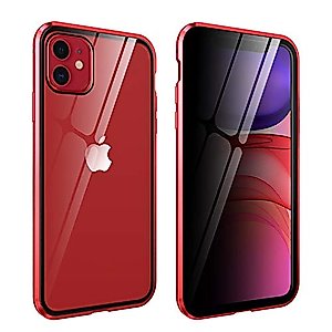 Guppy for iPhone 11 Magnetic Case, Case with Built in Privacy Screen Protector Anti Spy Tempered Glass Slim Metal Aluminum Shockproof Cover Hard Drop Proof Protective Wireless Charging Support