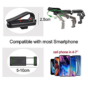 Sun Visor Car Phone Holder Mount,Multifunctional Cell Phone Stand Universal Adjustable Arm Cradles 360°Rotatable Car Clip Mount for Sun Visor Rearview Mirror Steering Wheel (Gray)