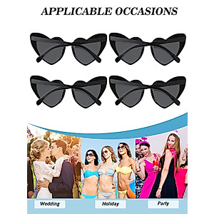 Flutesan 24 Pair Bachelorette Sunglasses Heart Sunglasses Retro Heart Shaped Eyewear Vintage Cat Style Glasses for Women(Black)
