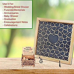 HavenSnug Guest Book Alternative Picture Frame - 55 Small and 1pc Big Wooden Heart for Funeral Guest Book, Memorial Gift, Wedding, Baby Shower, Bridal Shower, Anniversary, Birthday, Retirement