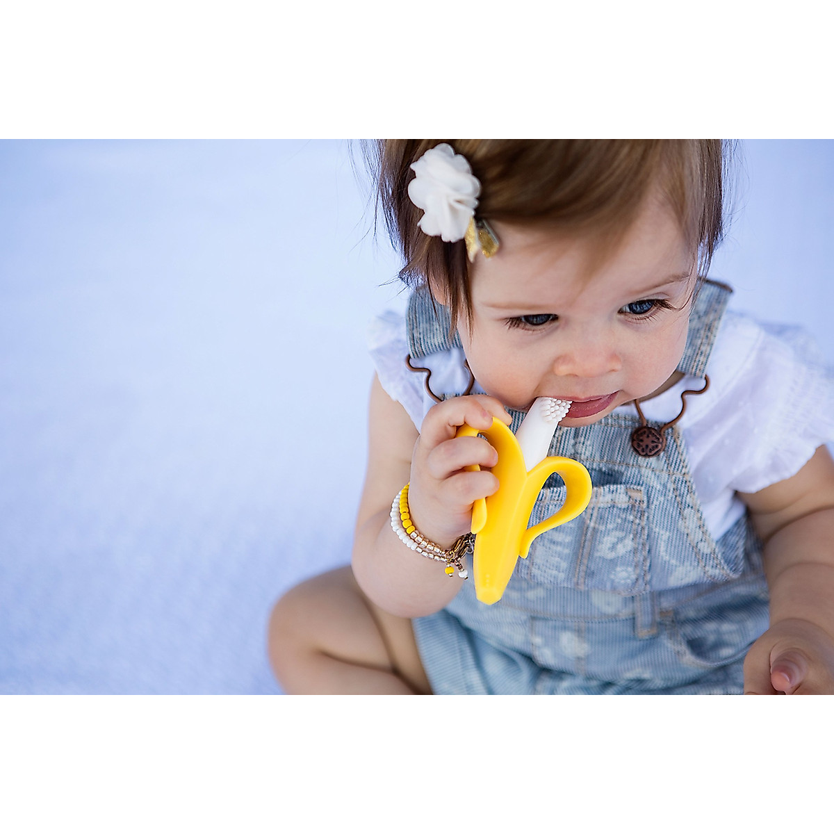 Baby Banana Yellow Banana Infant Toothbrush, Easy to Hold, Made in the USA, Train Infants Babies and Toddlers for Oral Hygiene, Teether Effect for Sore Gums, 4.33" x 0.39" x 7.87"