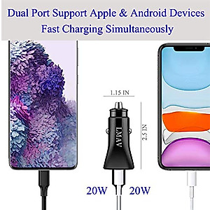Car Charger Adapter, USB C Car Charger, Dual Port PD&QC3.0 Car Charger Fast Charging Compatible with iPhone 14 13 12 11 Pro Max, Samsung Galaxy S22/Note 20, Tablet.