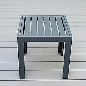 LeisureMod Chelsea Modern Weather Resistant Aluminum Side Square End Table for Patio Lawn Garden Balcony Yard & Porch, Black