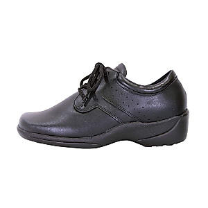 24 Hour Comfort Meg (1004) Women's Wide Width Lace-Up Leather Comfort Shoes Black 5