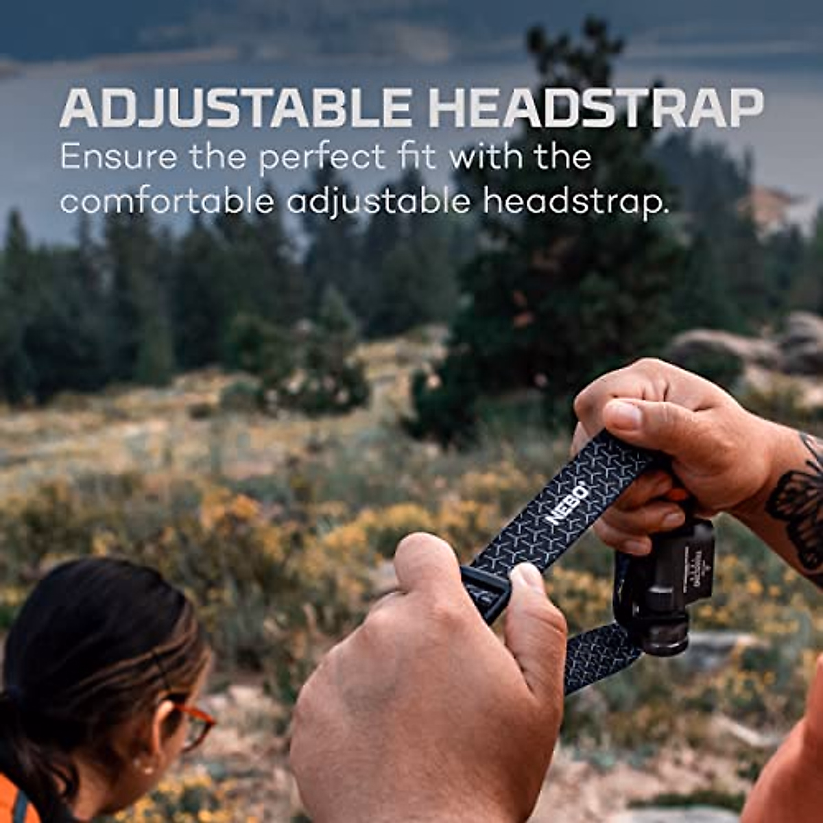 NEBO Transcend 1500 USB Rechargeable Headlamp for Camping, Hiking, Caving, Fishing, Waterproof Impact-resistant Bright Head Light with 5 Light Modes, Adjustable Headstrap, Gunmetal Gray