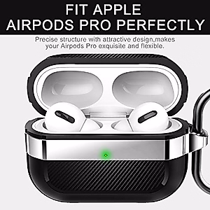 HALLEAST Compatible Airpods Pro 2 Case 2022, Airpods Pro 1 Case 2019, Metal Alloy Cover Shockproof Protective TPU Shell with Keychain, Front LED Visible & Support Wireless Charging, Black