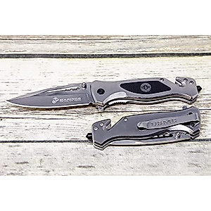 USMC Tactical Folding Knife–3.5 Inch Blade-Ideal for Hunting, Rescue & Everyday Carry Gift for Marines Disabled USMC Vet Owned SMALL Business
