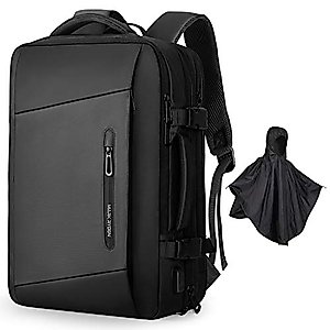 Markryden Laptop Backpack with raincover carry-on travel backpack water-proof expandable backpack with Rain Cover USB Charging Port for School Travel Work Bag Fits 17.3/15.6 Inch Laptop