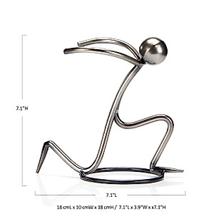 Aayla Tabletop Wine Rack - Metallic Silver Freestanding Countertop Figurine Wine Bottle Holder, Unique Wine Gifts and Accessories for Wine Lovers (Double 1)