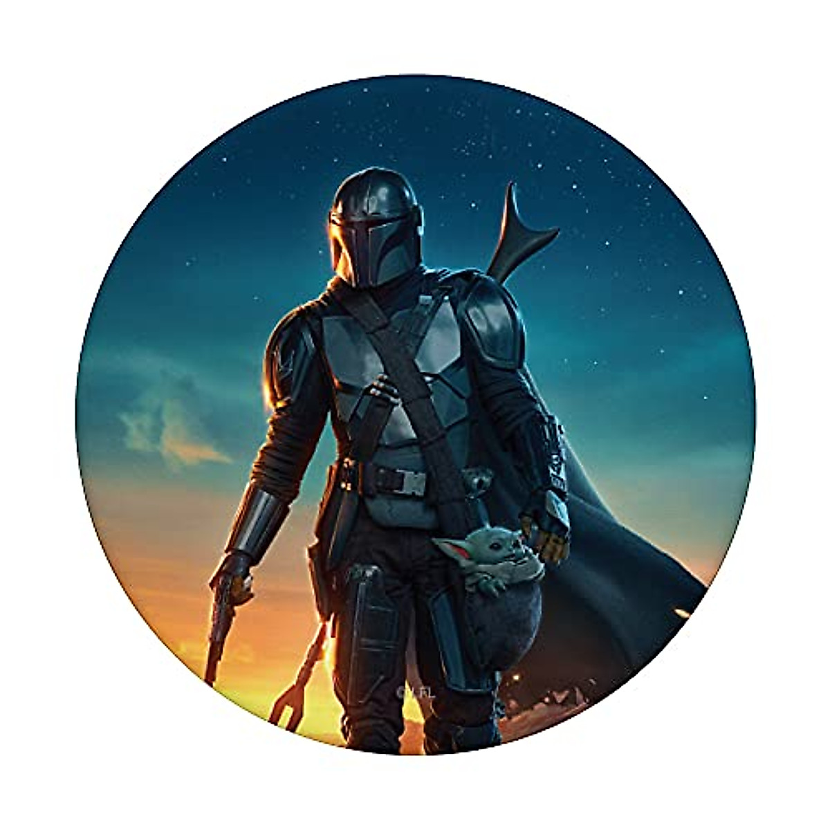 Star Wars The Mandalorian and Grogu Sunset Poster PopSockets Swappable PopGrip