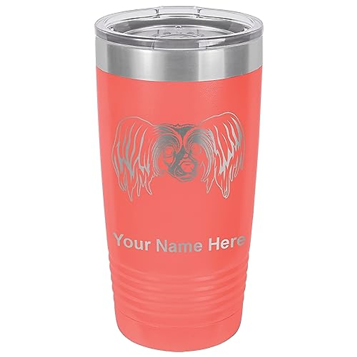 LaserGram 20oz Vacuum Insulated Tumbler Mug, Chinese Crested Dog, Personalized Engraving Included (Coral)