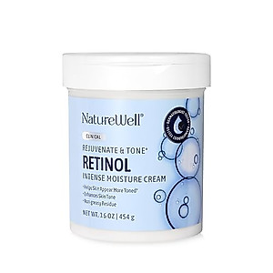 NATURE WELL Clinical Retinol Advanced Moisture Cream for Face, Body, & Hands, Boosts Skin Firmness, Enhances Skin Tone, No Greasy Residue, Version 2.0, 16 Oz