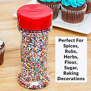 Skyway Supreme 7 OZ Clear Plastic Spice Bottles Seasoning Containers Jars - Set of 5 - Flap Cap with Pour and Sifter Spice Shaker - Durable Refillable Perfect For Herbs Spices and Rubs - BPA Free