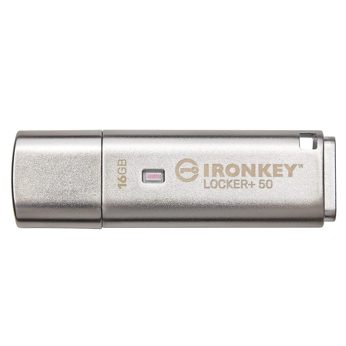 Kingston Ironkey Locker+ 50 16GB Encrypted USB Flash Drive | USB 3.2 Gen 1 | XTS-AES Protection | Multi-Password Security Options | Automatic Cloud Backup | Metal Casing | IKLP50/16GB,Silver