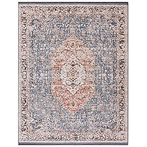Safavieh Vivaldi Collection 9' x 12' Blue/Rust VIV565M Traditional Vintage Oriental Area Rug