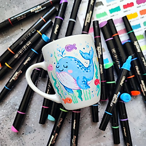 Ohuhu 30 Colors Acrylic Paint Pens : Dual Tips (Round & Fine) Acrylic Markers High Opacity Paint Markers Waterproof Lightfast for Rock Painting Easter Eggs Wood Glass Ceramic Canvas