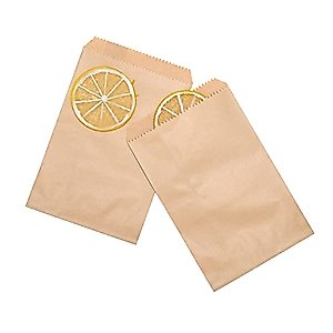 Volanic 100PCS 4X6 Inch Kraft Paper Bags Small Flat Party Favor Bag for Bakery Cookies Candies Dessert Chocolate Sandwich