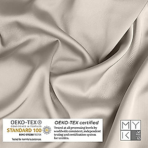 MYK Silk 25 Momme Luxury Mulberry Silk Pillowcase, Oeko-TEX Certified, Hypoallegernic, Hair and Skin Care, Curly Friendly Essentials, Beige, Standard