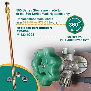 123-0093 Replacement stem for Mansfield Style 500 Series Full-turn Hydrants Manufactured From 1970-2006, for 12 Inches Sillcock ASFP and 8 Inches Hillock