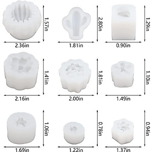 Succulent Silicone Mold, 9 Pack Flower Resin Mold, 3D Cacti Candle Mold for Scented Candles Soaps Making, Wax Resin Casting, Soap Cake Dessert Mousse Mold DIY Mould