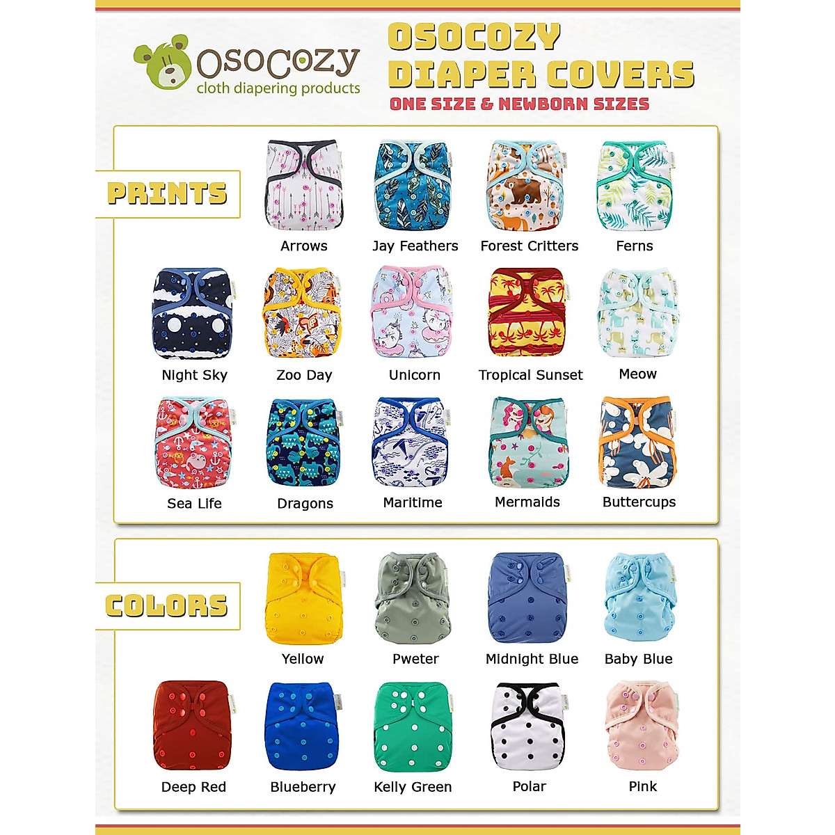 OsoCozy One Size Cloth Diaper Covers - Adjustable Snap Fit & Double Leg Gussets for Baby Boys & Girls from 8-35 Pounds. Use with Prefold, Flat or Fitted Cloth Diapers or Snap-in Inserts. (Blue Berry)
