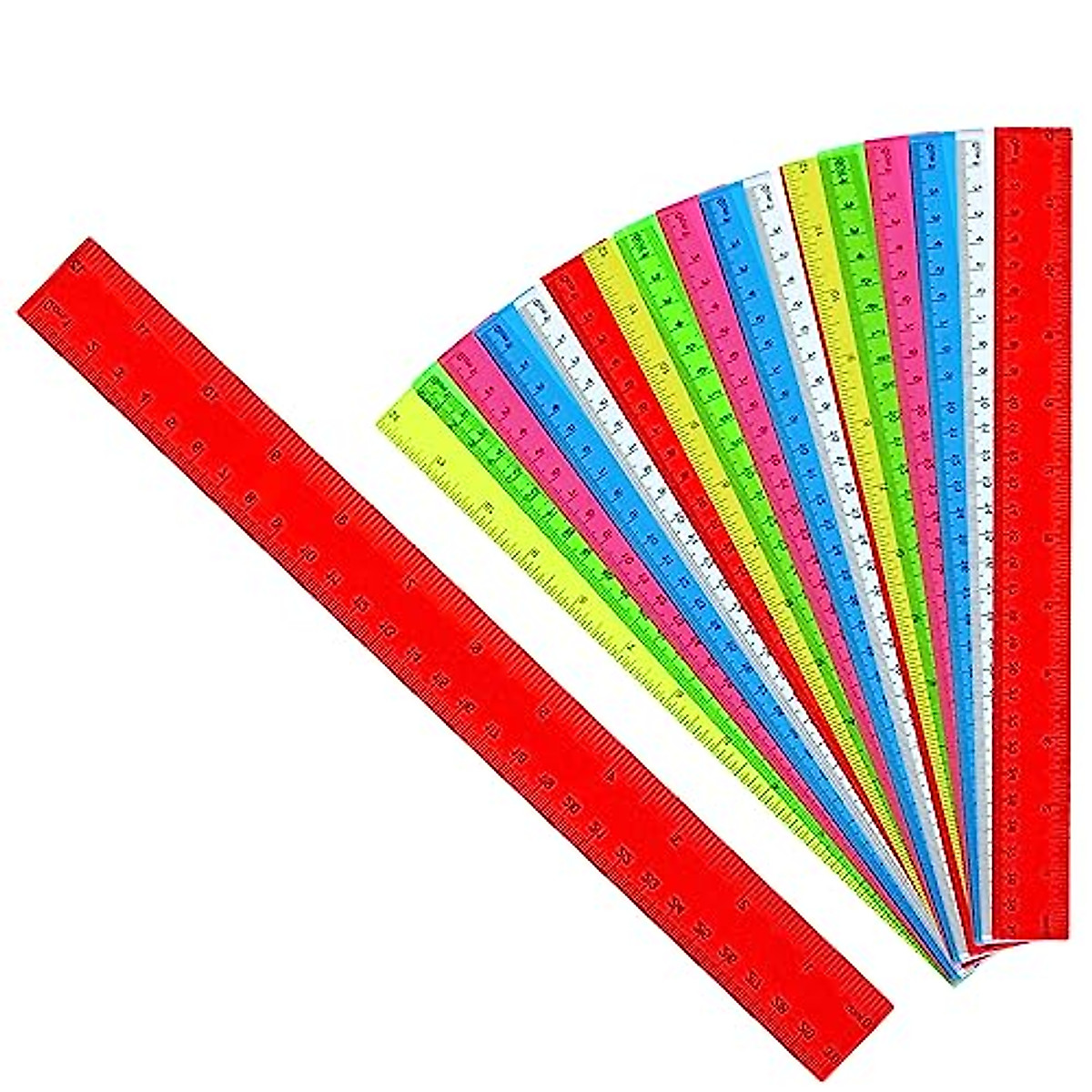 30PCS Clear Ruler Plastic Rulers 12 Inch, with Inches and Metric for School Classroom, Home, or Office (Multicolour)
