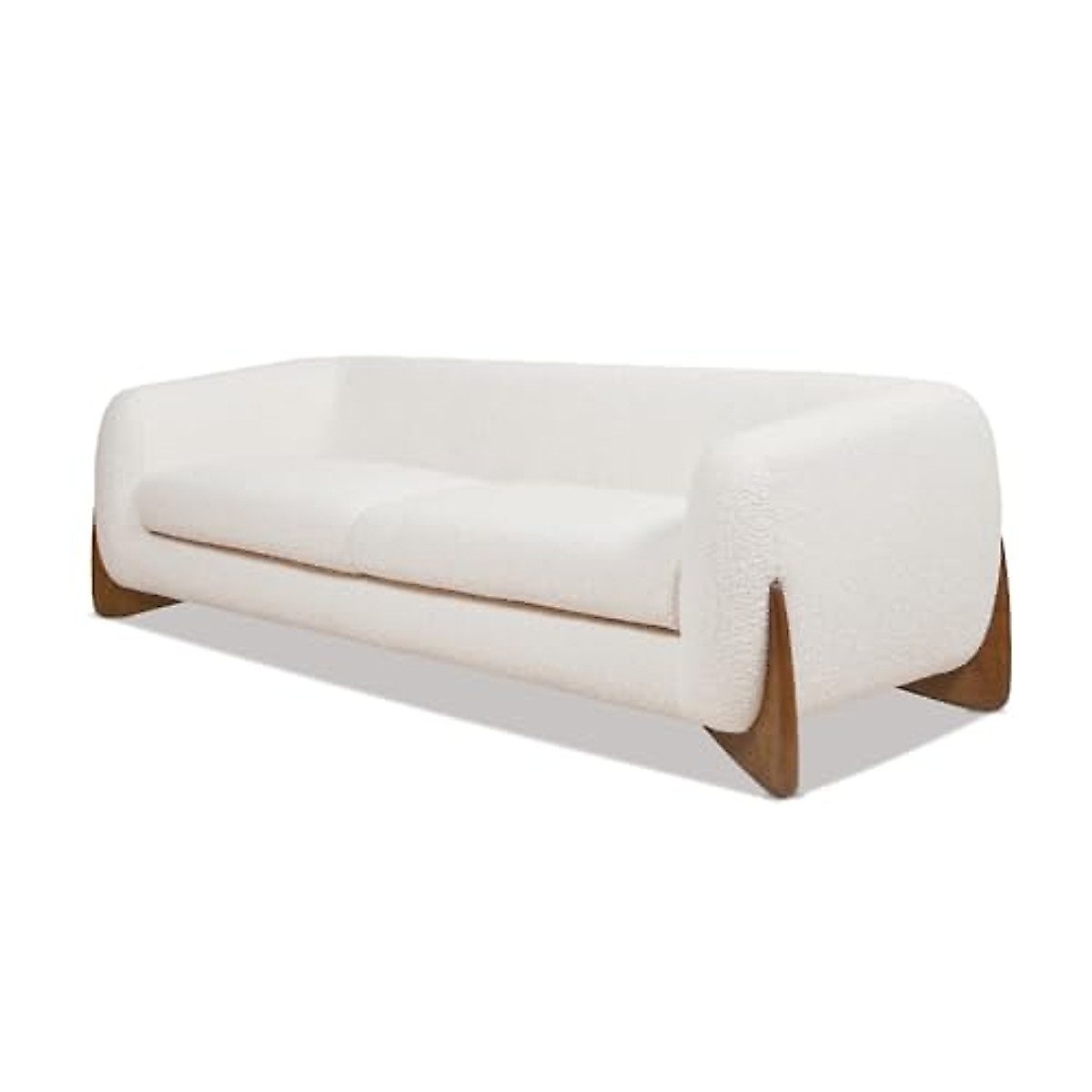 Jennifer Taylor Home Alpine 90.5" White Boucle Modern Scandinavian Minimalist Round Arm Sherpa Sofa
