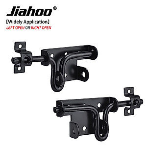 JIAHOO Slide Bolt Gate Latch, Heavy Duty Door Lock with Padlock Hole, Sliding Bolt Latch Hardware for Wooden Fence, Shed Door, PVC Fence, Barn Door, Thickened Steel, Black Finish